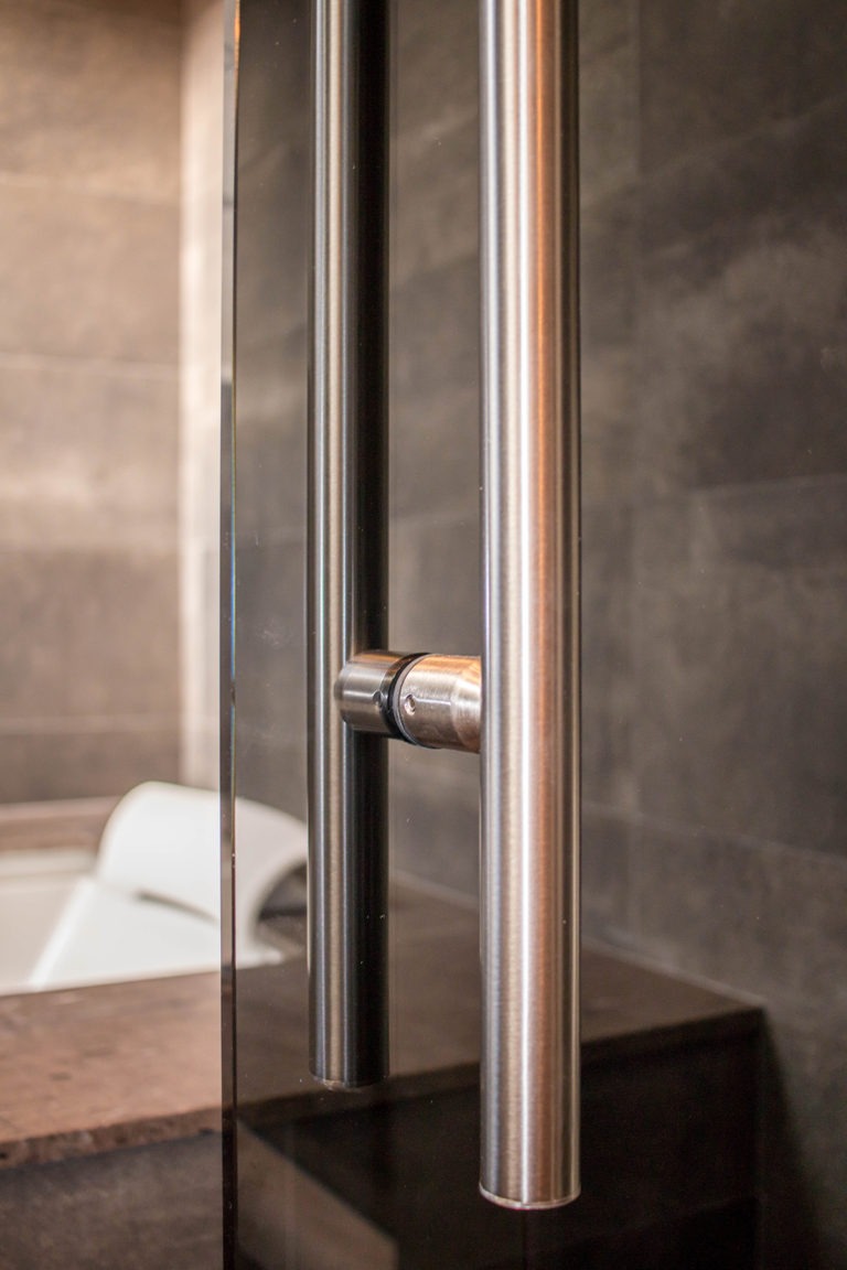 Anthem – Custom Grey Shower - A Cutting Edge Glass & Mirror