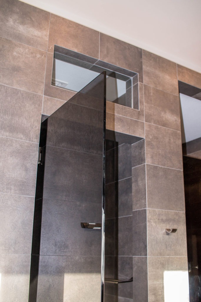 Anthem – Custom Grey Shower - A Cutting Edge Glass & Mirror